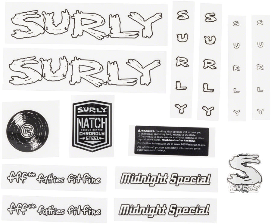 Surly Midnight Special Frame Decal Set - White, with Record | FastStore PDP